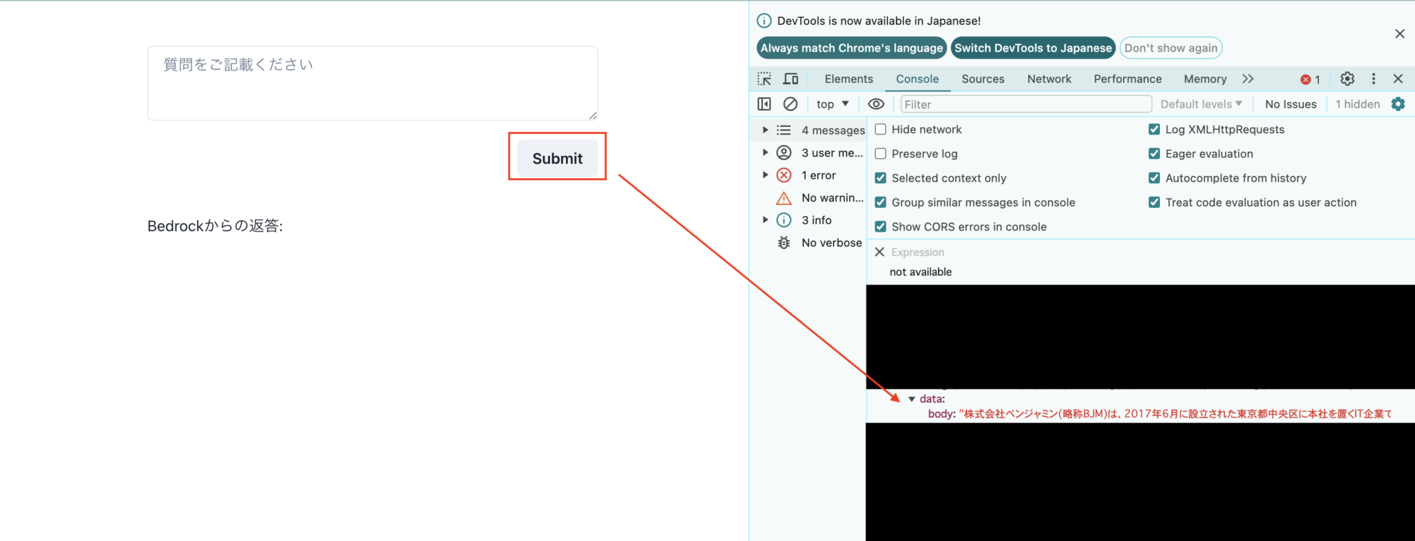 Bedrock KnowledgeBase APIをReactでブラウザ上から利用可能にしてみた – Benjamin Inc.